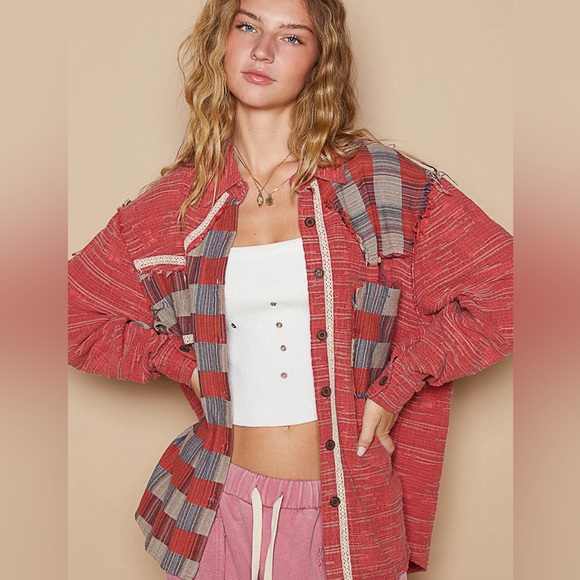 POL | Tops | 2 Pol Nwt Womens Patchwork Button Down Boho Red Boutique Designer | Poshmark